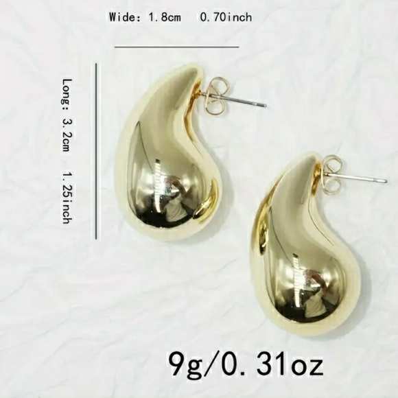 Jewelry | Chunky Water Drop Stud Earrings In Golden | Poshmark